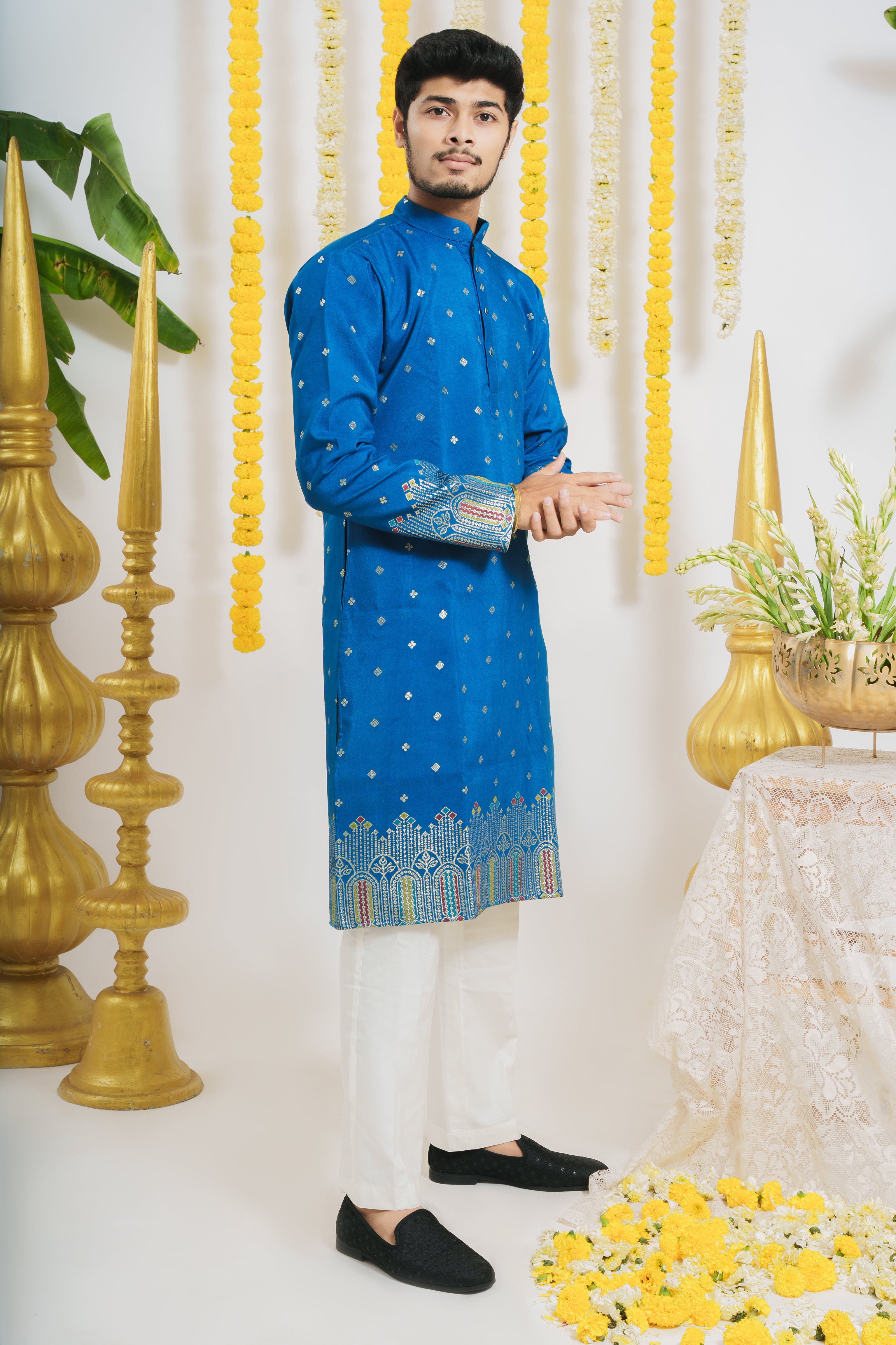 FIROZI RAJWADI PATTERN JACQUARD DESIGNER KURTA – shriimant