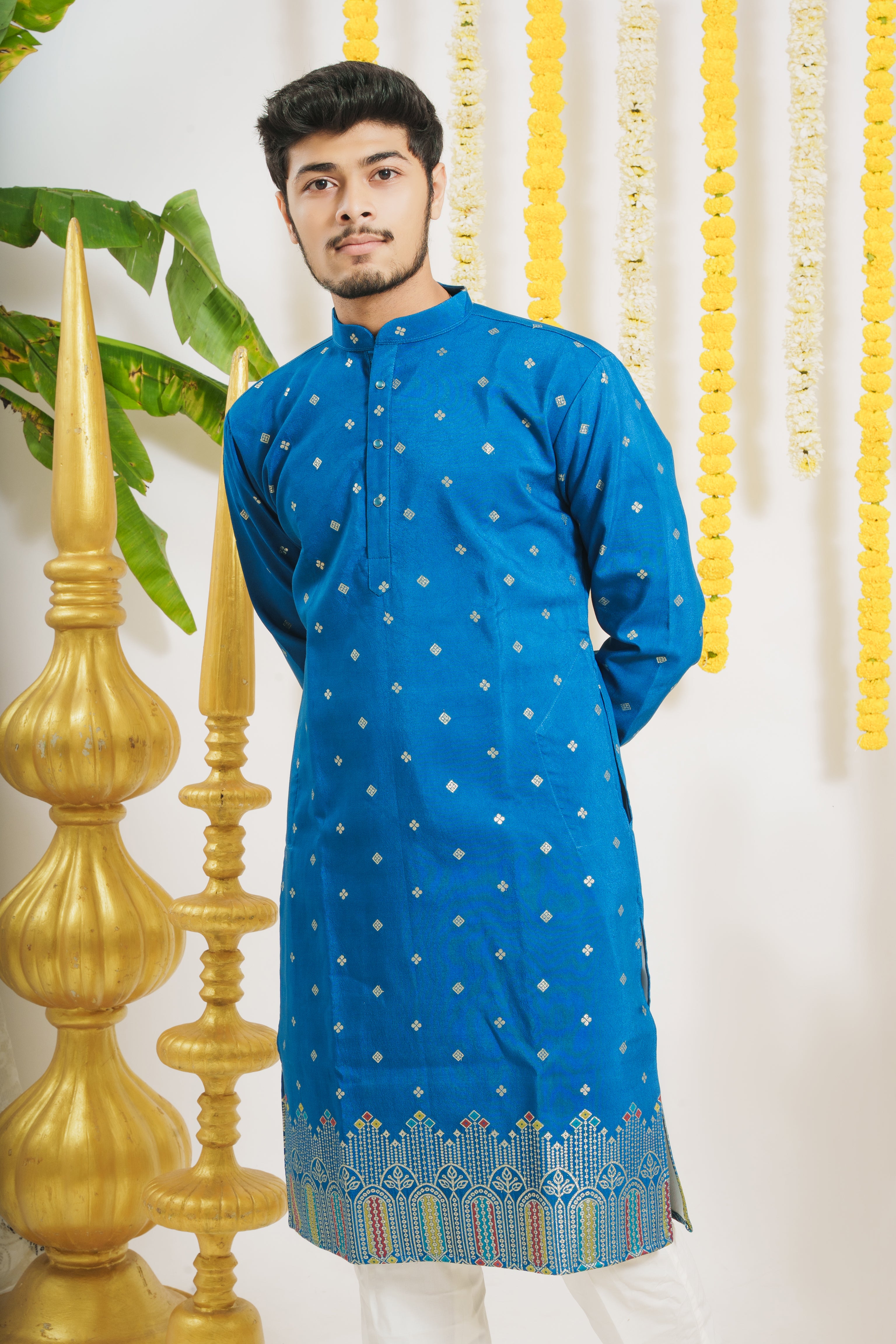 FIROZI RAJWADI PATTERN JACQUARD DESIGNER KURTA – shriimant